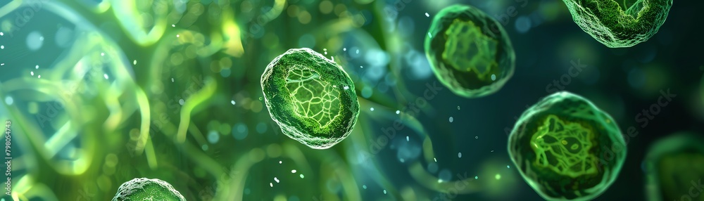 Macro image of plant cells under a highresolution microscope in a ...