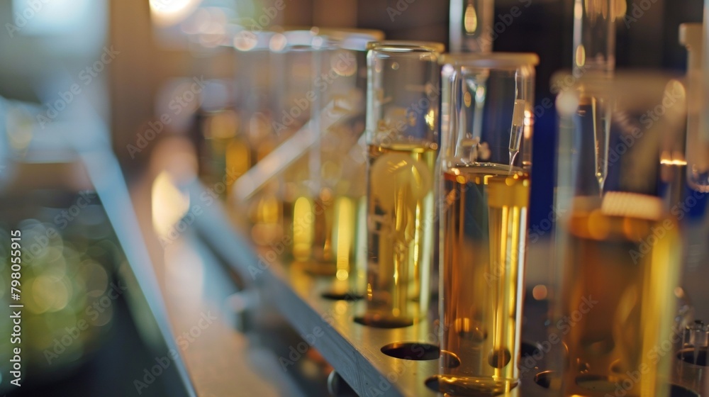 Hazy images of test tubes and measuring devices add to the sense of ...