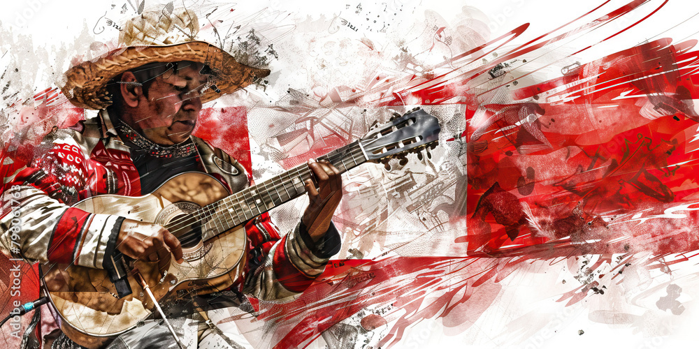 Peruvian Flag with a Andean Musician and a Potato Farmer - Visualize ...