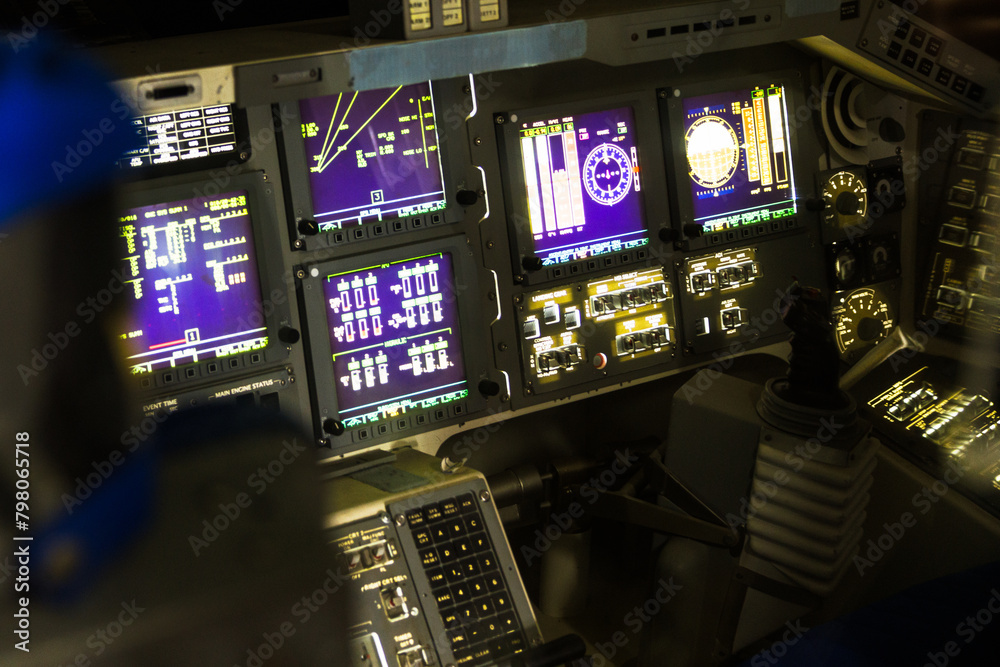 control consoles of the space shuttle, johnson space center, houston ...