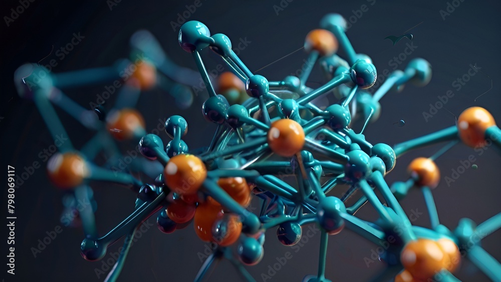 Captivating educational 3D background of visualization of a molecular ... Captivating educational 3D background of visualization of a molecular ...