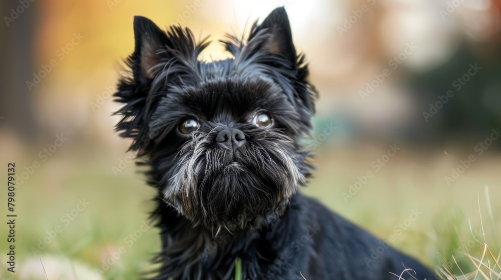 Captivating image of a black dog with sharp, intelligent eyes amidst a ...