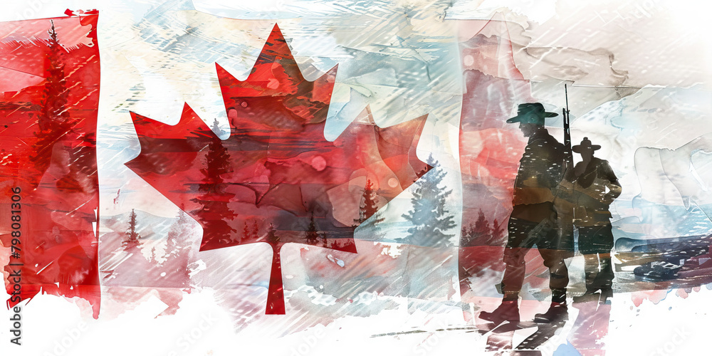 Canadian Flag with a Mountie and a Timber Worker - Imagine the Canadian ...