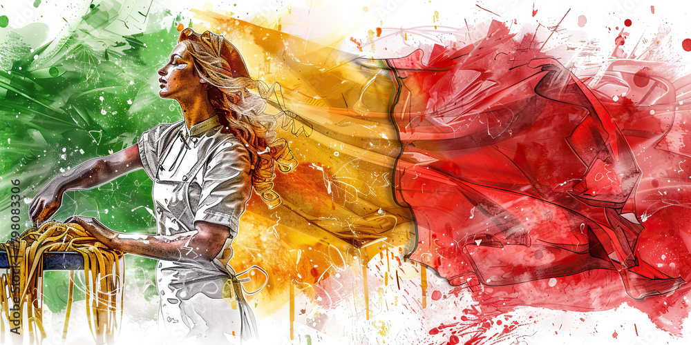 Italian Flag with a Pasta Maker and an Opera Singer - Imagine the ...