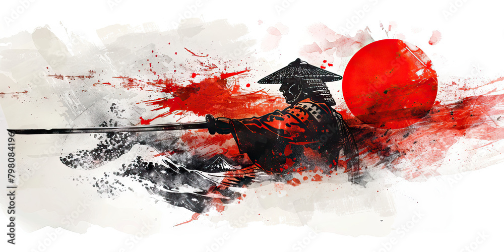 Japanese Flag with a Samurai and a Tea Ceremony Master - Picture the ...