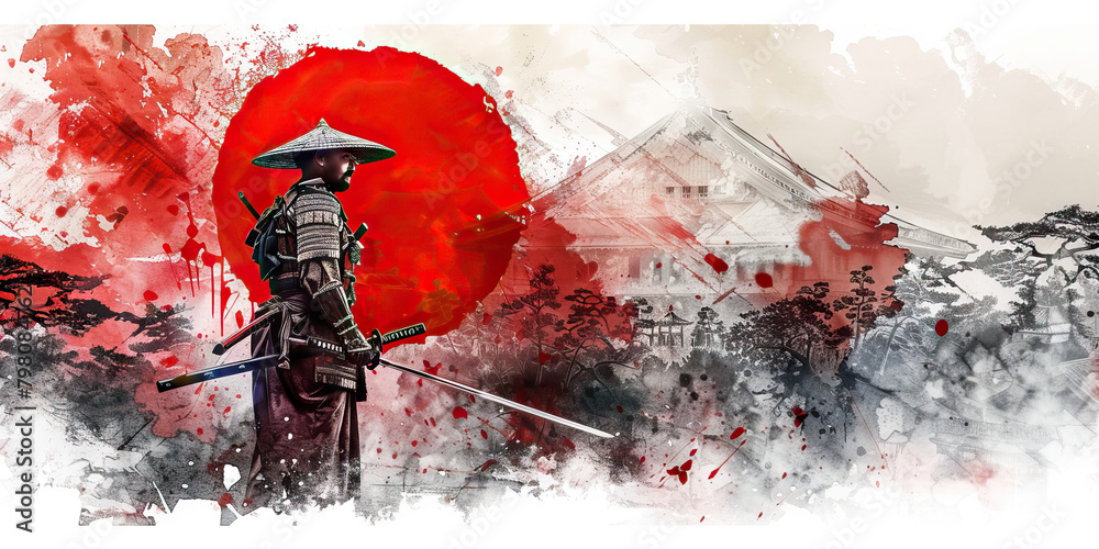 Japanese Flag with a Samurai and a Tea Ceremony Master - Picture the ...