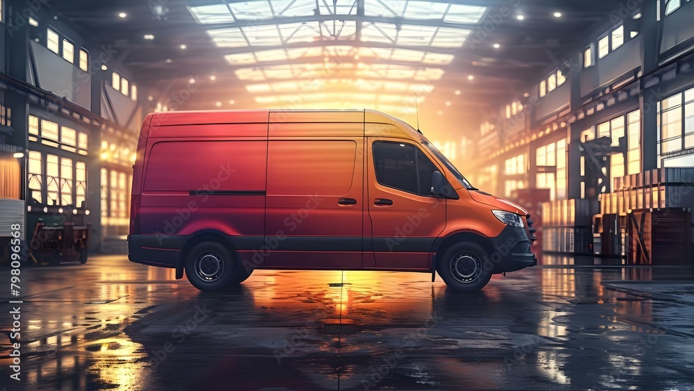 Customizable van mockup for corporate branding with abstract gradient ...