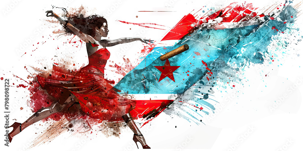 Cuban Flag with a Cigar Roller and a Salsa Dancer - Visualize the Cuban ...