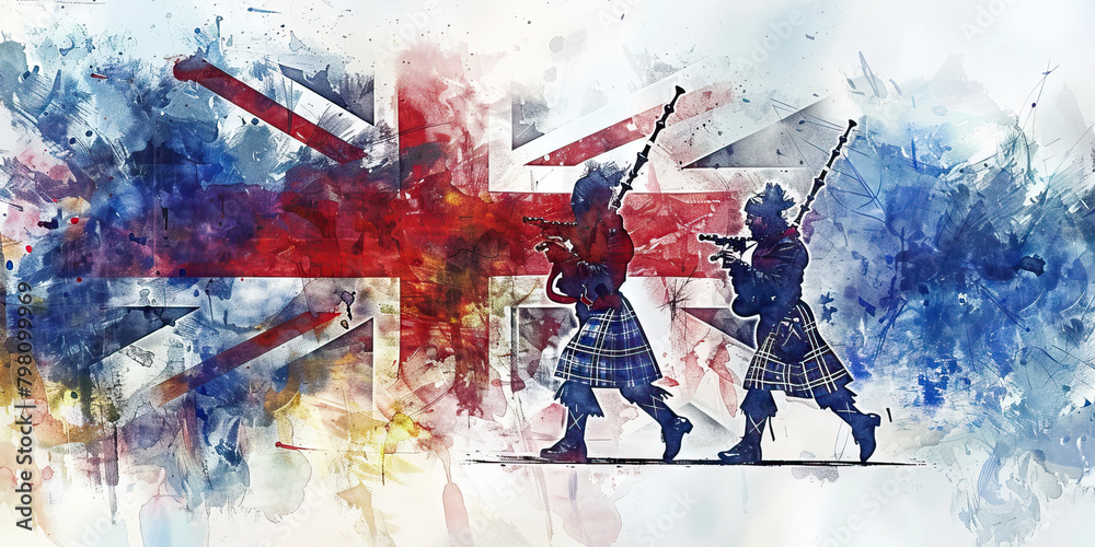 Scottish Flag with a Bagpiper and a Highland Dancer - Visualize the ...