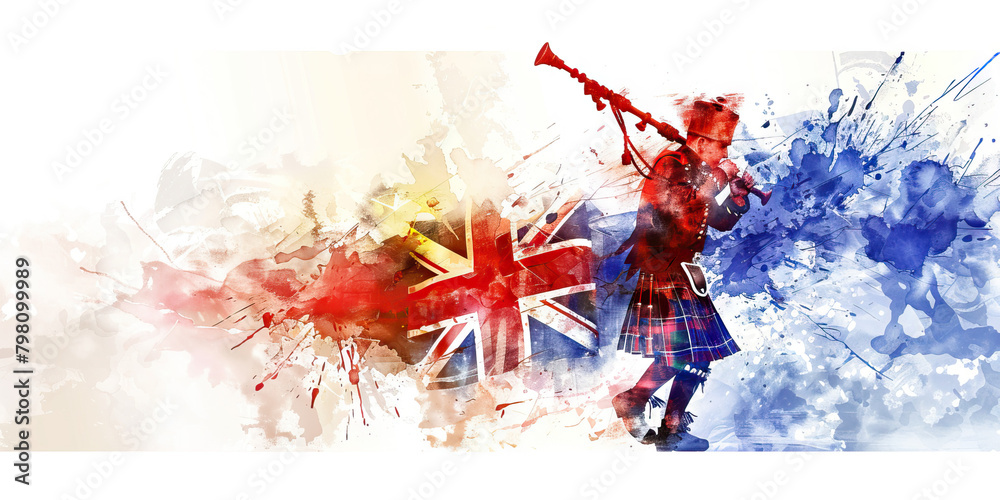 Scottish Flag with a Bagpiper and a Highland Dancer - Visualize the ...