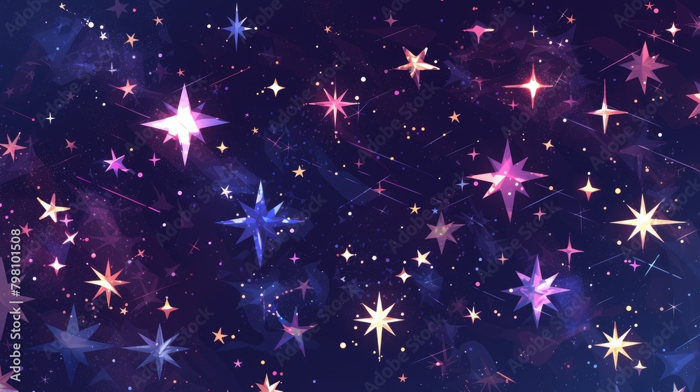 Illustration of twinkling stars in a white cartoon flat 2d doodle style ...