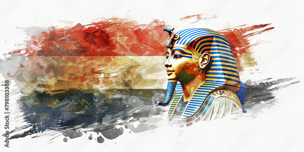 Egyptian Flag with a Pharaoh and an Archaeologist - Picture the ...
