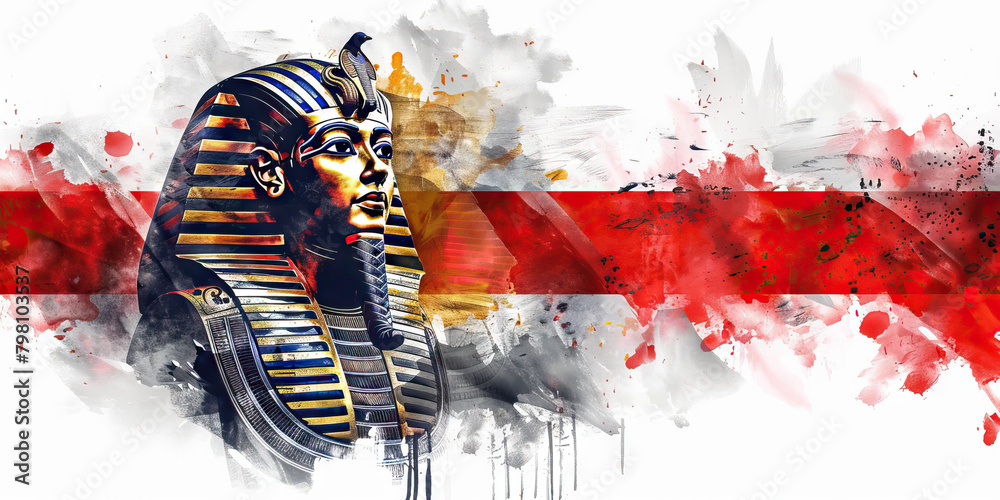 Egyptian Flag with a Pharaoh and an Archaeologist - Picture the ...