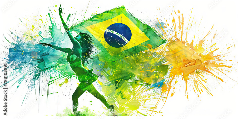 Brazilian Flag with a Samba Dancer and a Beach Volleyball Player ...