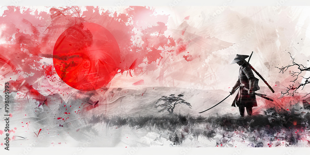 Japanese Flag with a Samurai and a Tea Master - Imagine the Japanese ...