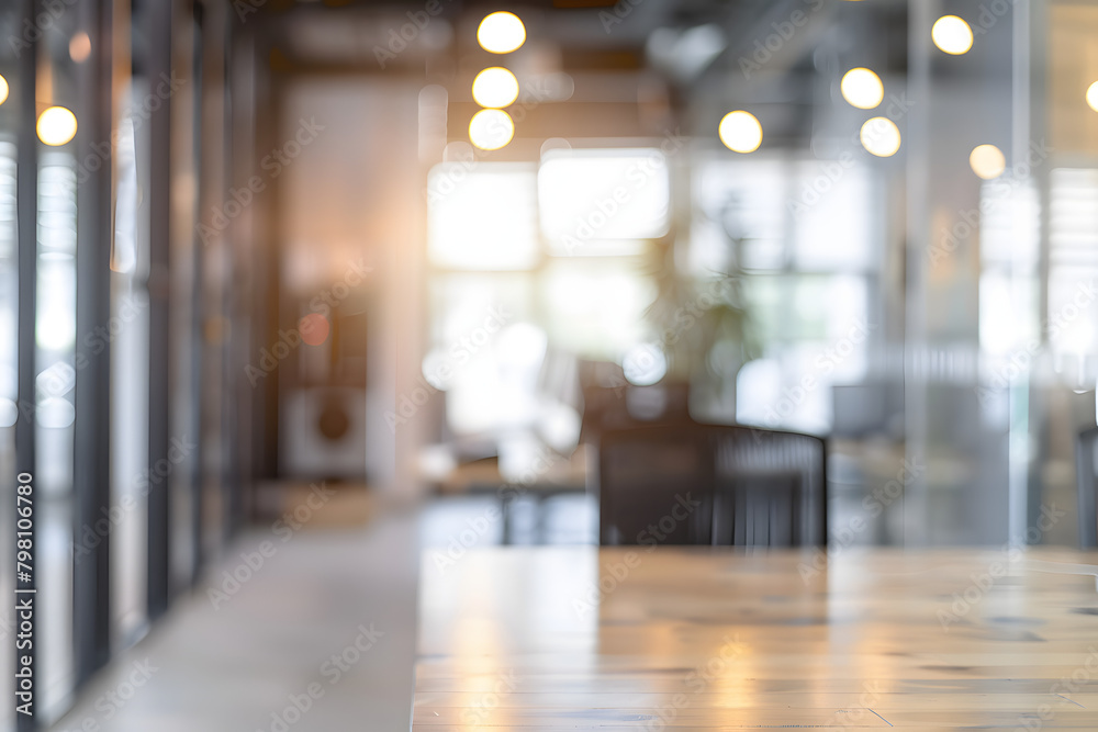 Abstract blurred office interior room. blurry working space with ...