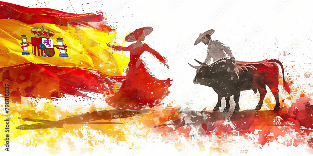 Spanish Flag with a Flamenco Dancer and a Bullfighter - Visualize the ...