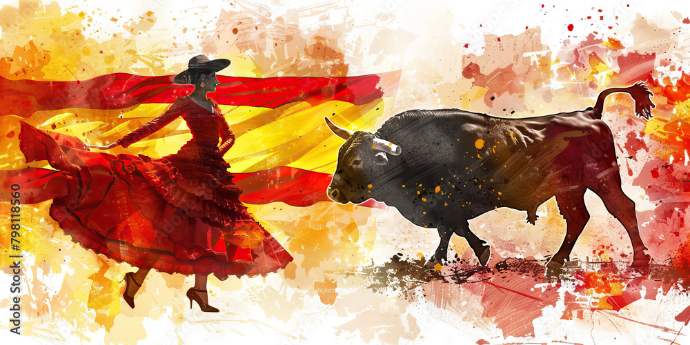 Spanish Flag with a Flamenco Dancer and a Bullfighter - Visualize the ...