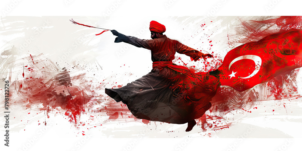 Turkish Flag with a Whirling Dervish and a Carpet Weaver - Imagine the ...
