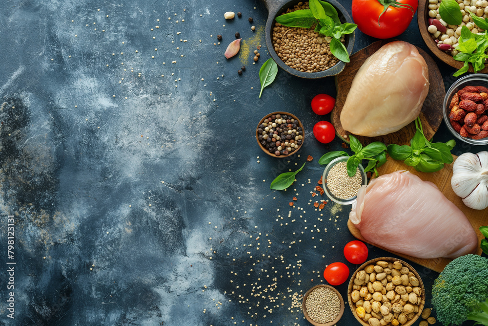 Dietary nutrition and a list of foods high in protein, vitamins ...