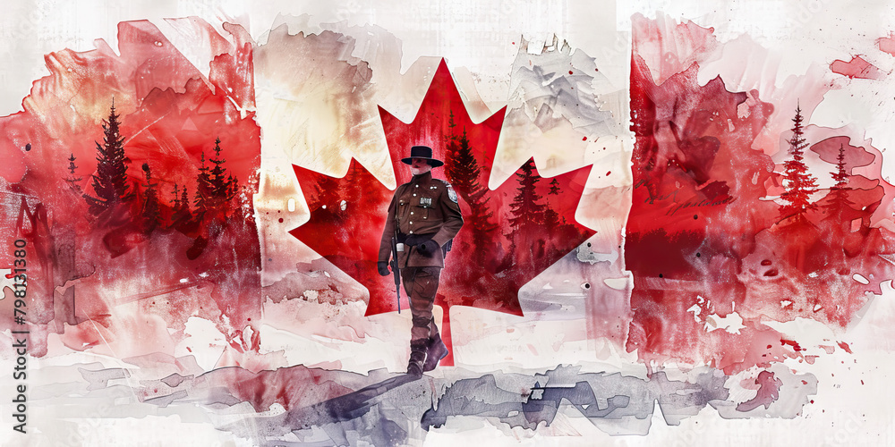 The Canadian Flag with a Mountie and a Maple Syrup Producer - Picture ...