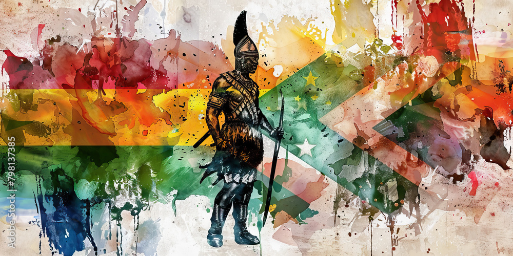 The South African Flag with a Zulu Warrior and a Winemaker - Imagine ...