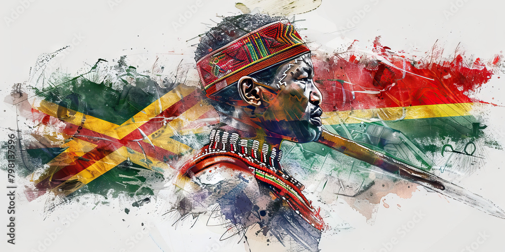 The South African Flag with a Zulu Warrior and a Winemaker - Imagine ...