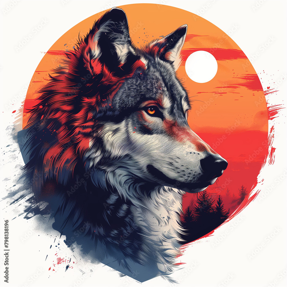 Wolf badge for t-shirt design. Animal wolf concept poster. Creative ...