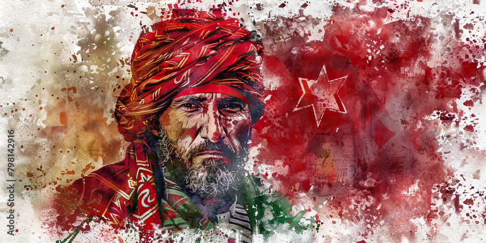 The Moroccan Flag with a Berber Nomad and a Mosaic Artist - Picture the ...