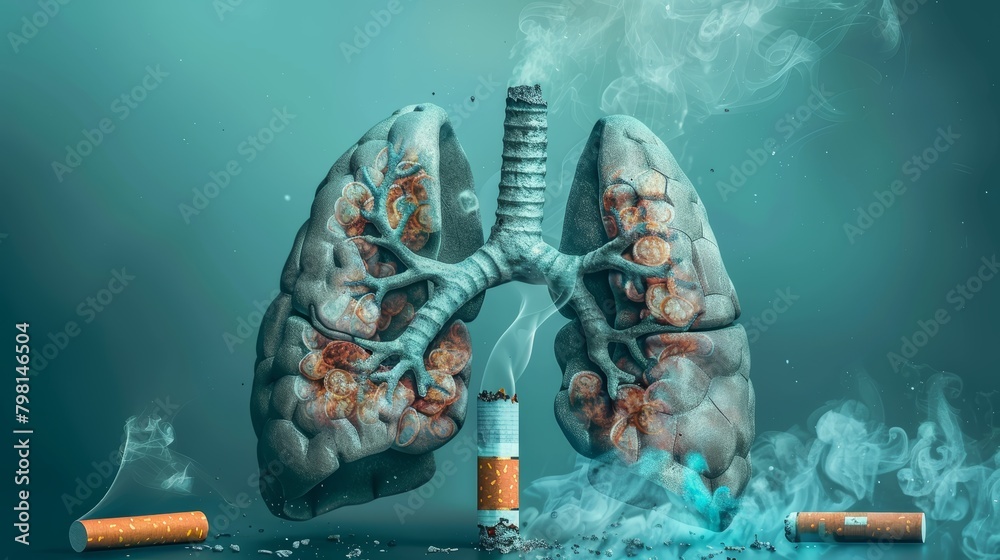 Smoking effect on lungs concept illustration. Health warning about the ...