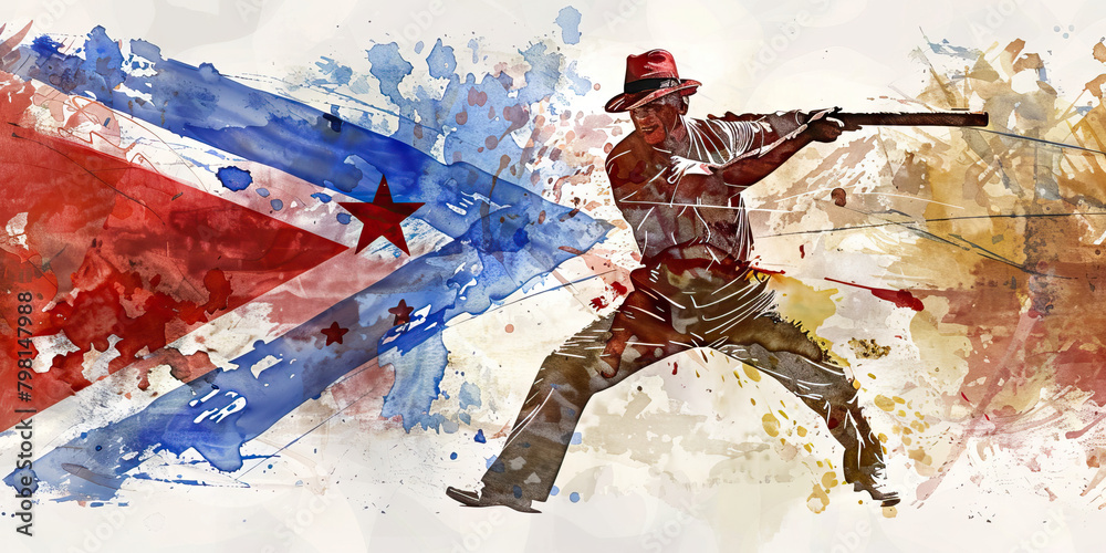 The Cuban Flag with a Cigar Roller and a Salsa Dancer - Picture the ...