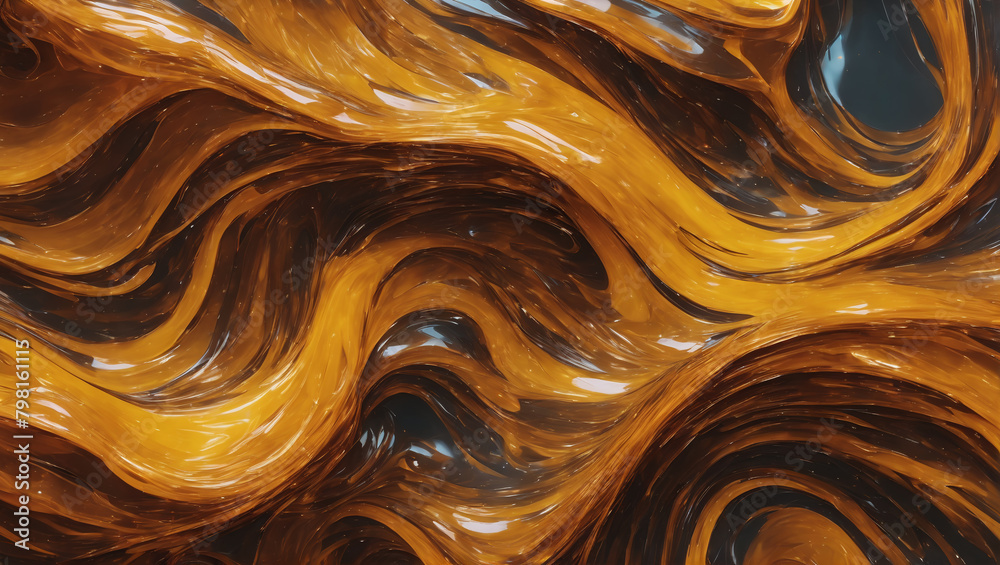 A visual of amber-colored goo cascading and intertwining in dynamic ...