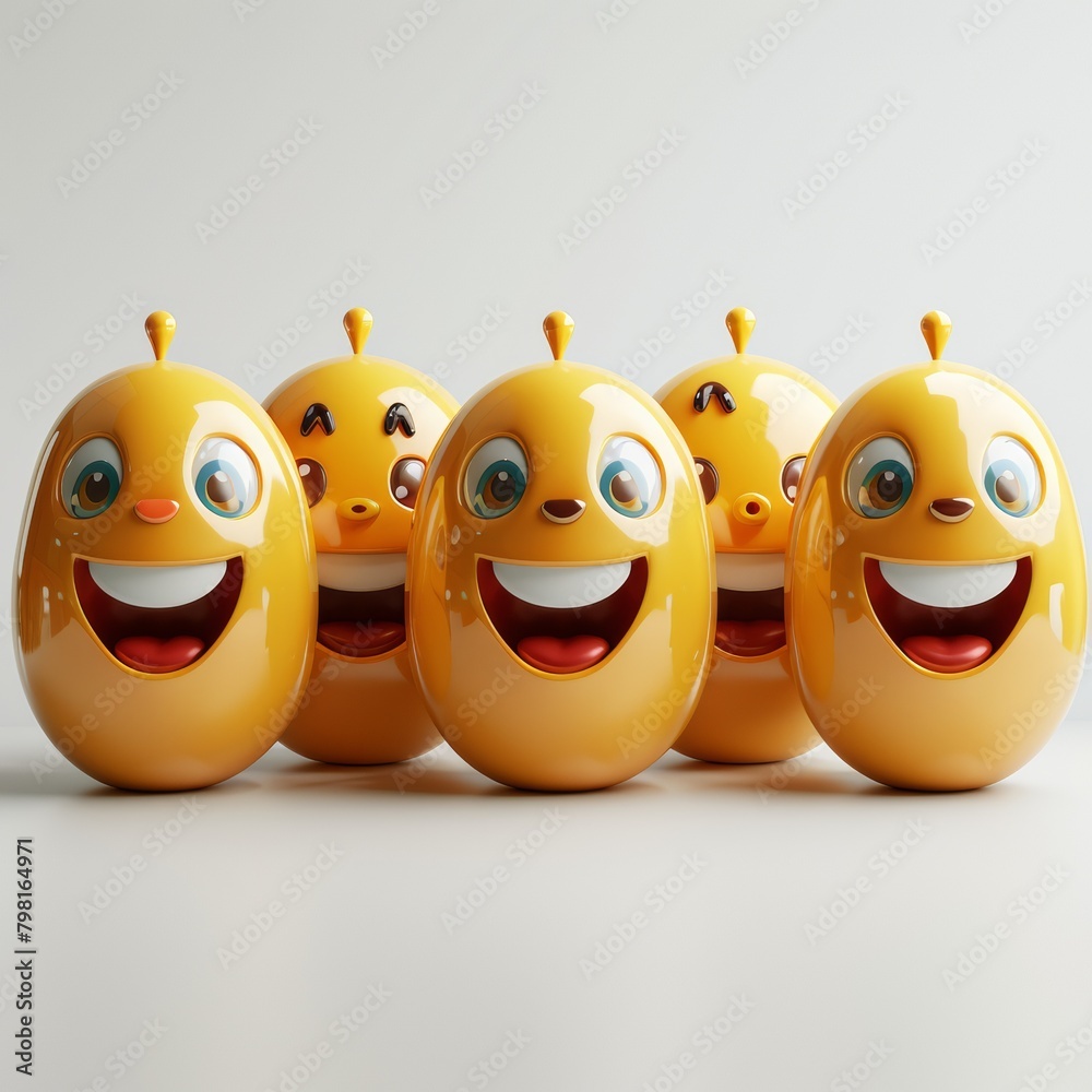 Lineup of Adorable 3D Emojis with Joyful Expressions, Digital Cheer ...