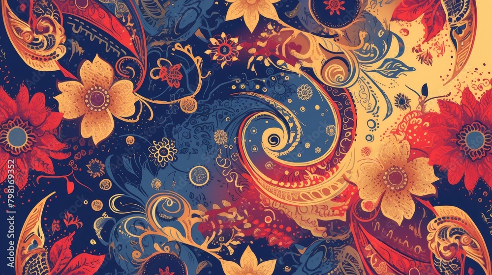An intricately designed mehndi pattern brought to life in a 2d ...