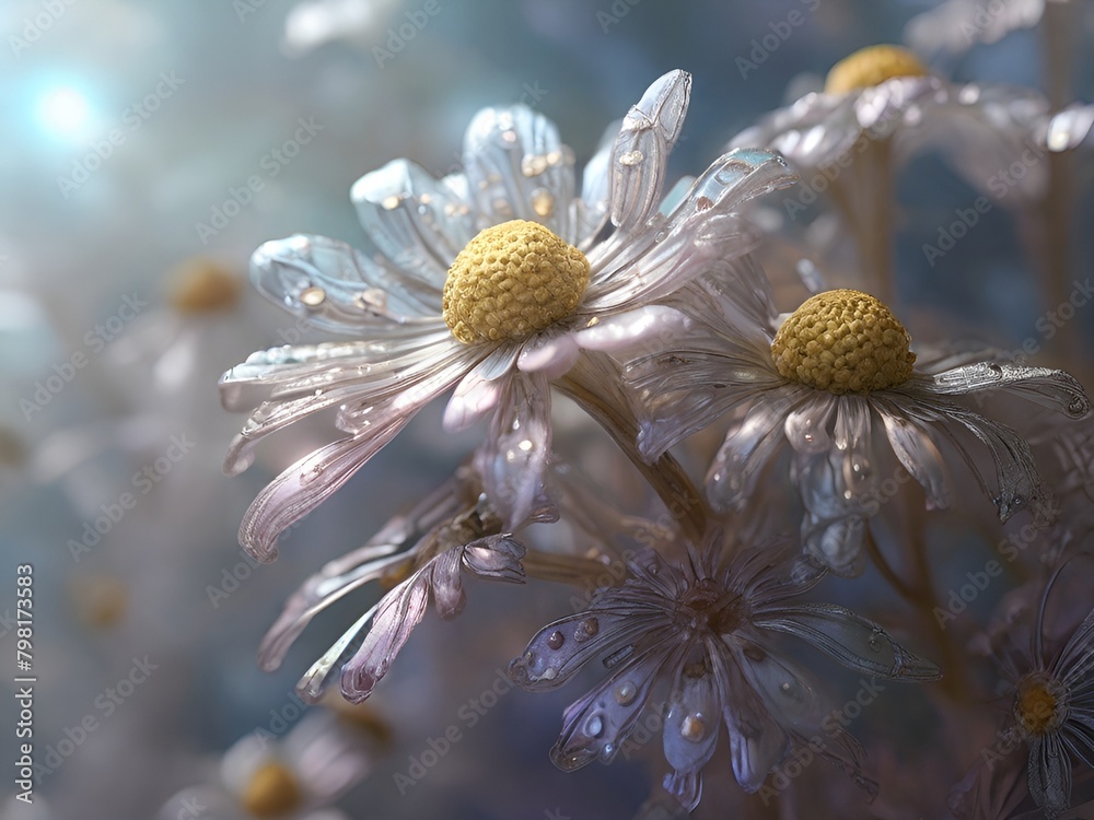 Delicate fantasy, miraculous flowers of unreal beauty, flowers of the future created on the ...