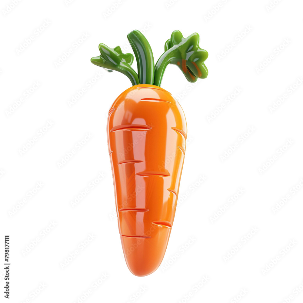 3d carrot cartoon realistic icon shiny smooth glossy orange vegetable ...