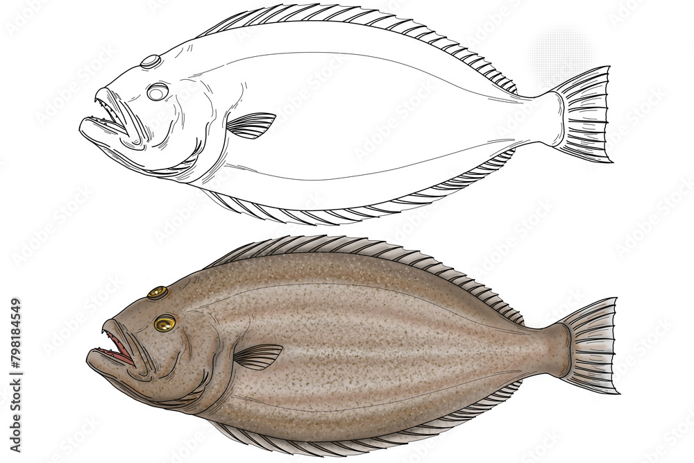 Halibut,Hippoglossus,Pleuronectidae,butt ,hippoglossus,one-eyed fish ...