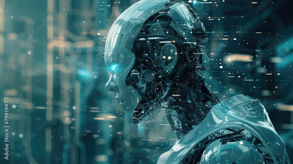 powerful AI overshadowing a dissipating AI form, illustrating survival ...