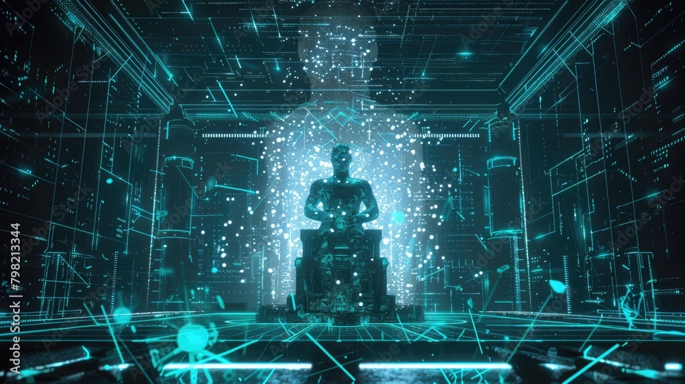 one AI's superiority as it stands illuminated on a digital throne ...