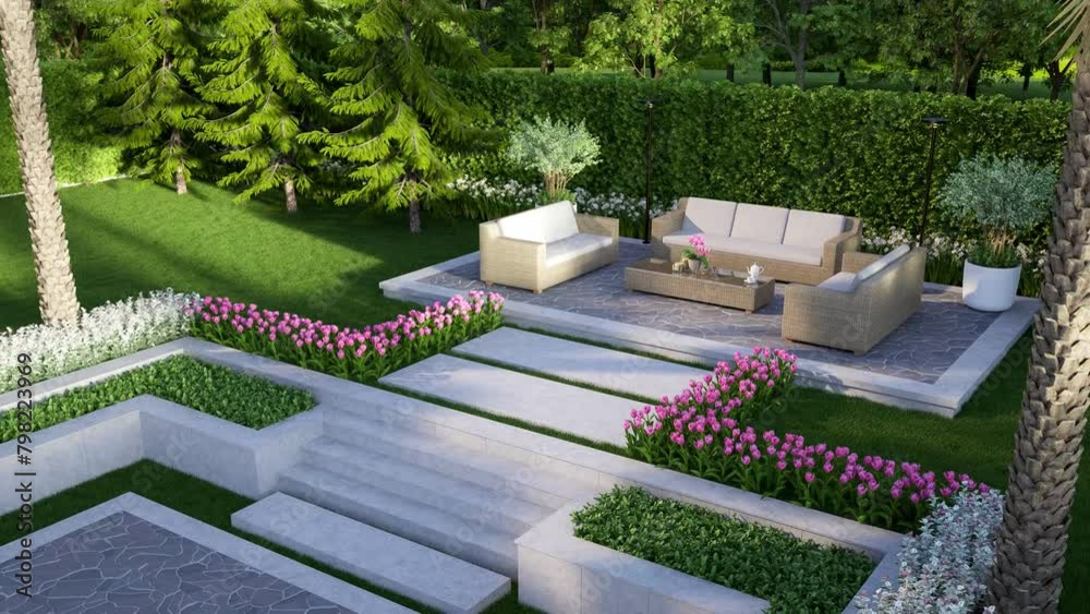 Animation A arial to normal view of modern contemporary loft style ...