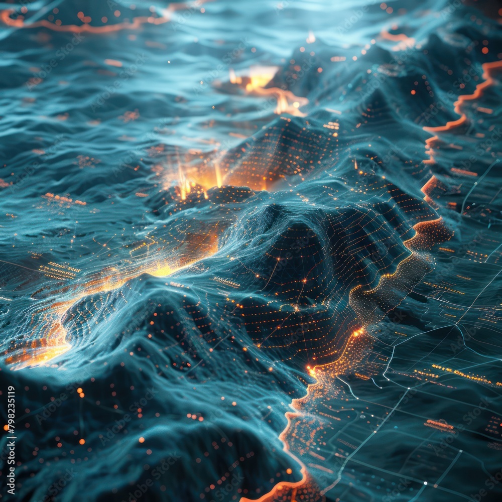 Close-up of an advanced sonar device mapping underwater coastal erosion ...