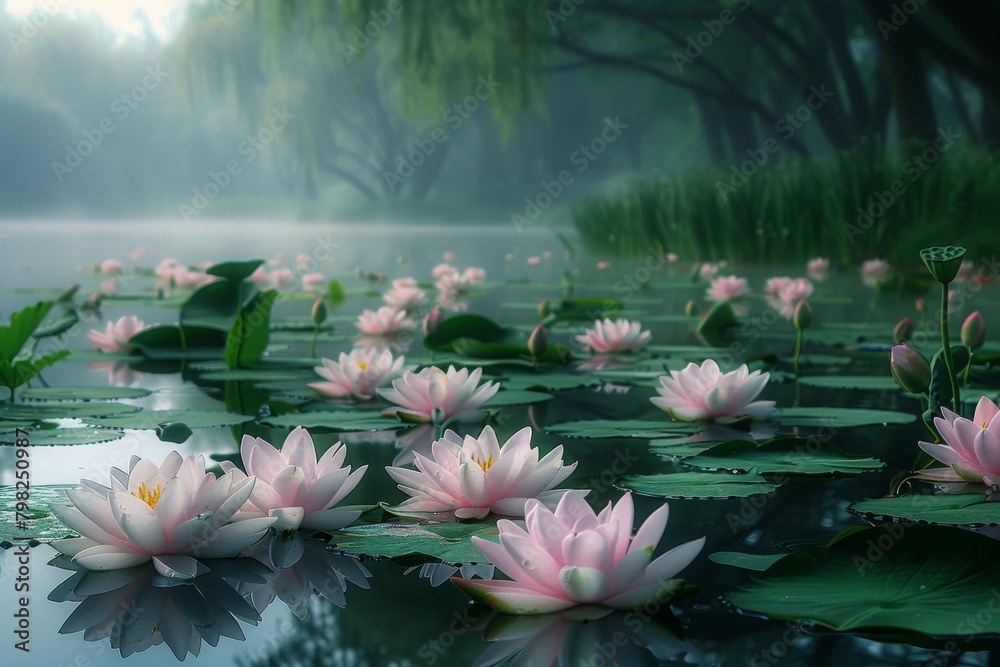 Water lilies in a beautiful park. Incredible scenery. Stock Photo ...