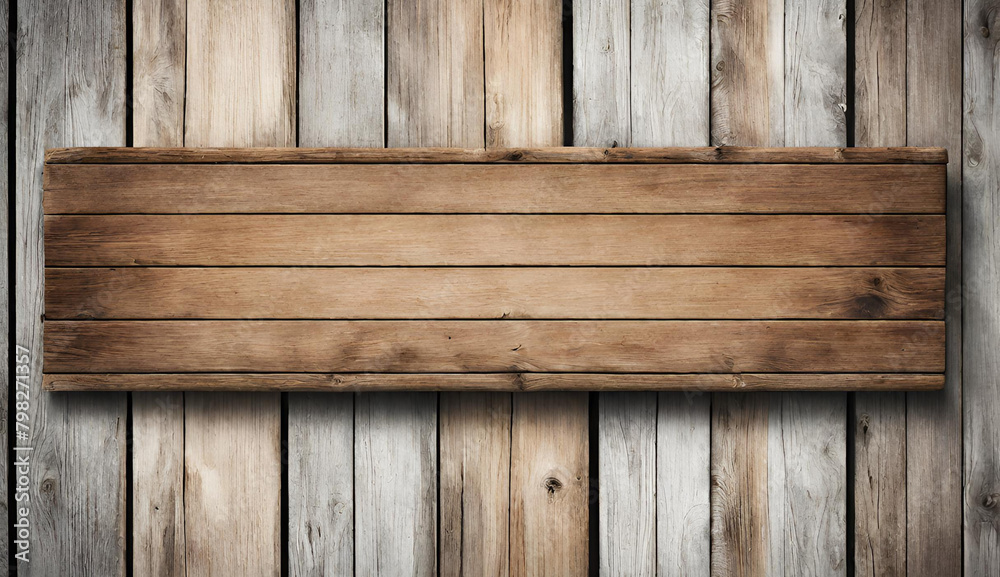 Aged wooden nameplate at wood board background, Wooden sign isolated on ...