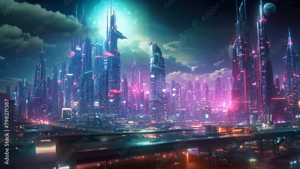 Fantasy alien city with flying saucers. 3D rendering, Spectacular ...