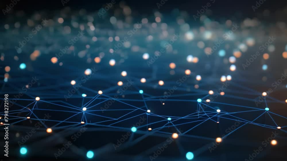 Abstract technology background with connecting dots and lines. Network concept. 3D Rendering ...