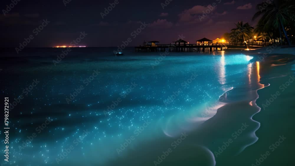 A view of a beautiful tropical beach at night in Sri Lanka ...