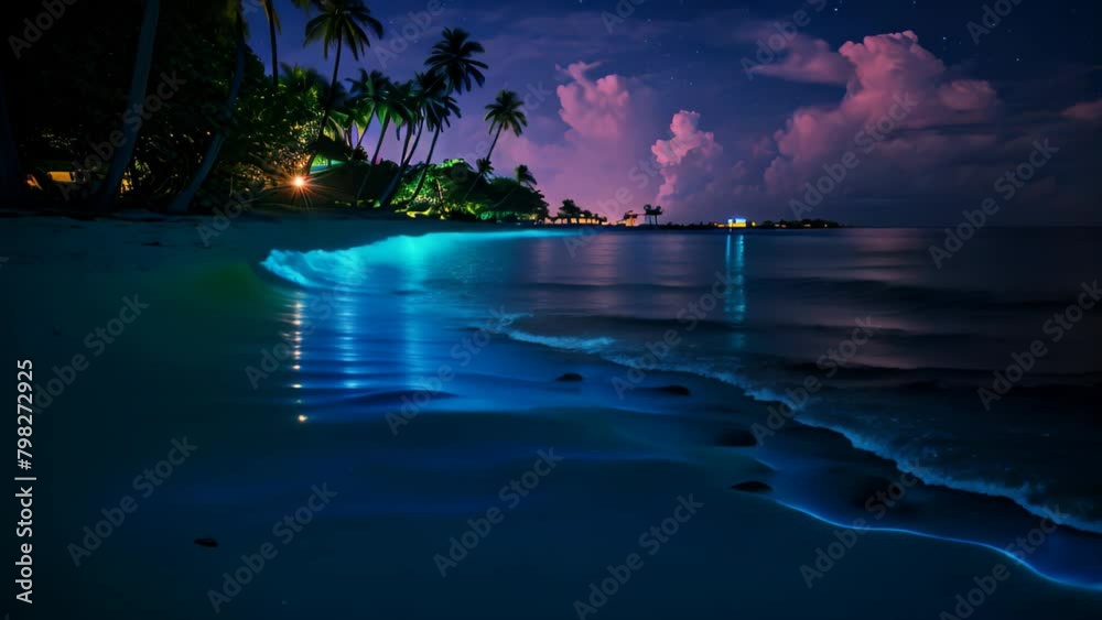 Beautiful night view of a tropical beach in the Maldives ...