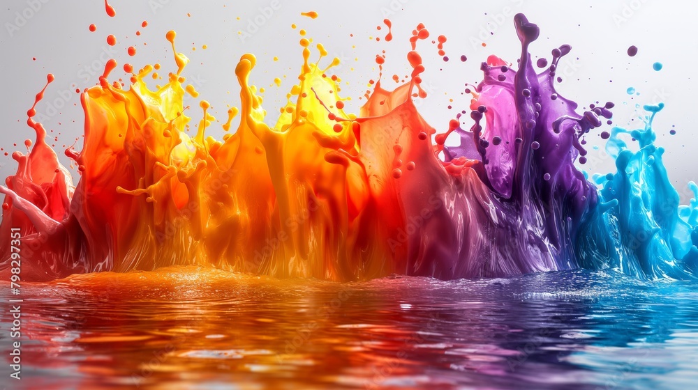 Featuring a colourful wild colour splash isolated on a white background ...