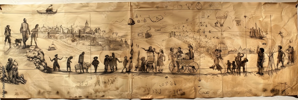 High school students sketch out historical events on a timeline, each ...