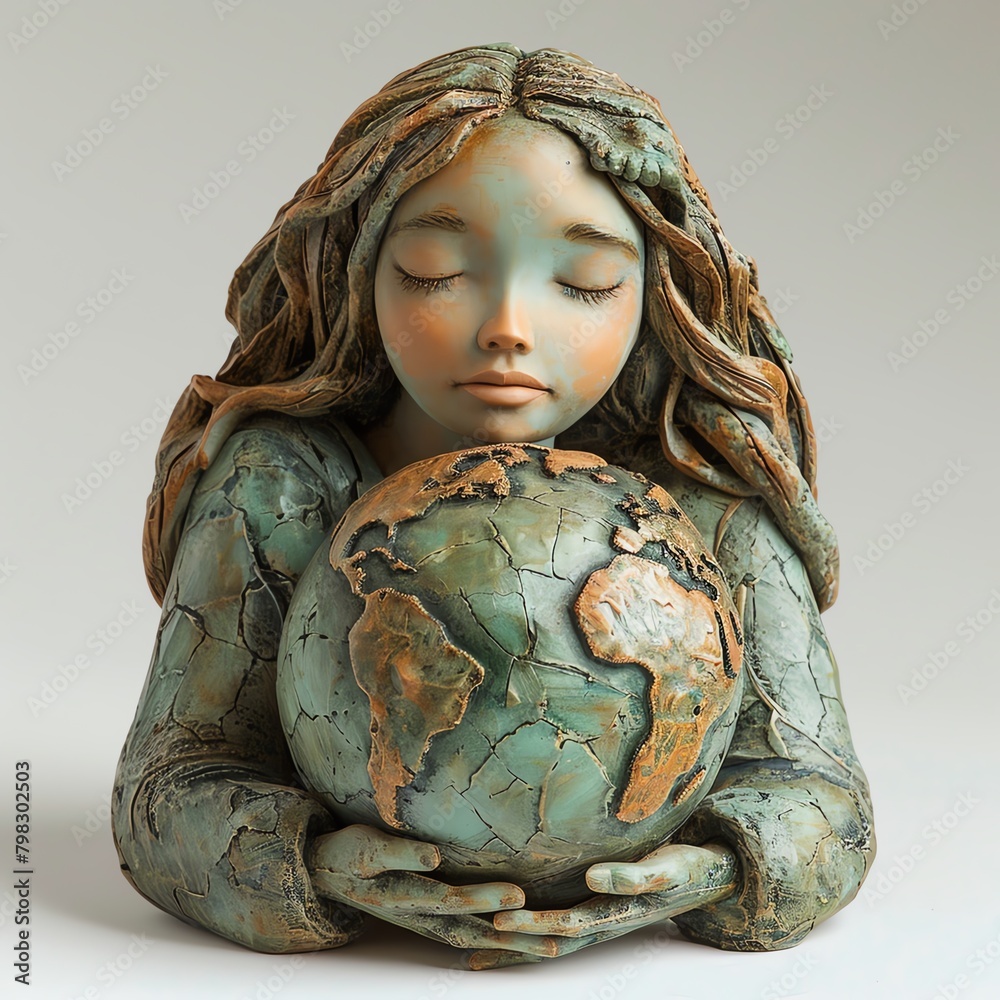 Sculpt a clay masterpiece capturing Earth as a benevolent figure ...